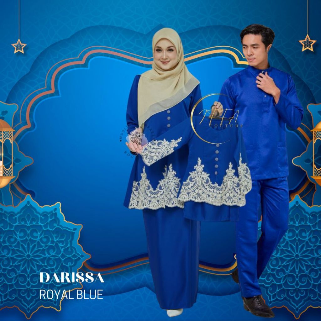 [ROYAL BLUE] Sedondon Family Set Darissa kebaya moden lace sequin ibu ...