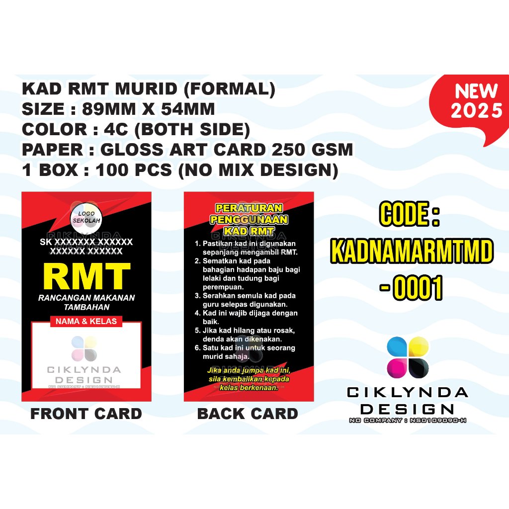 PRE-ORDER - KAD NAMA RMT SEKOLAH 2025 (1 SET - 100 PCS) | Shopee Malaysia