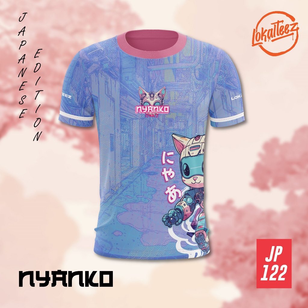 LOKALTEEZ JP122 Japanese KAWAII Edition NYANKO 150GSM MICROFIBER EYELET JERSEY | Shopee Malaysia