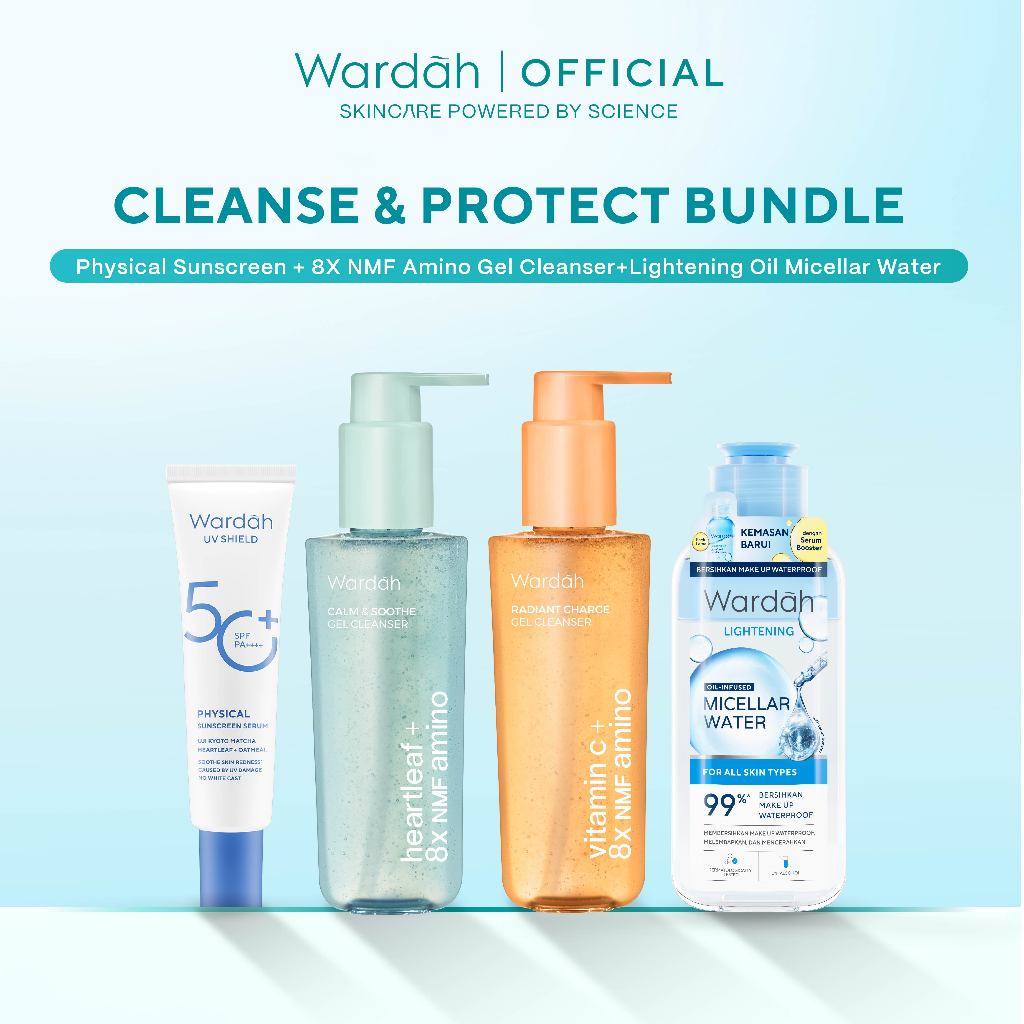 Cleanse & Protect Bundle - Physical Sunscreen+Amino Gel Cleanser+Oil ...