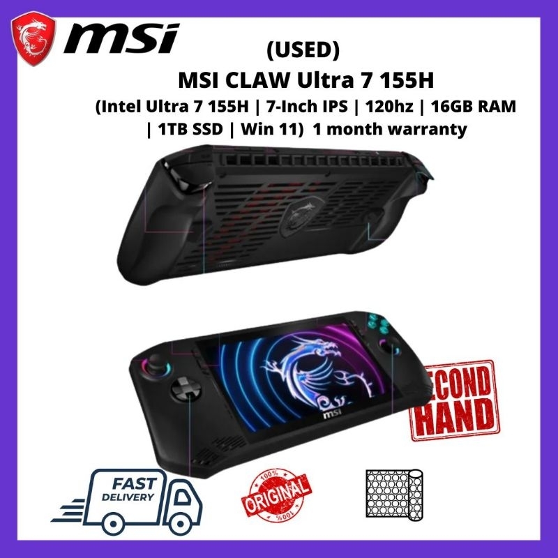 (USED) MSI Claw Ultra 7 155H 16+1TB 22-07-2026 warranty MSI Malaysia ...
