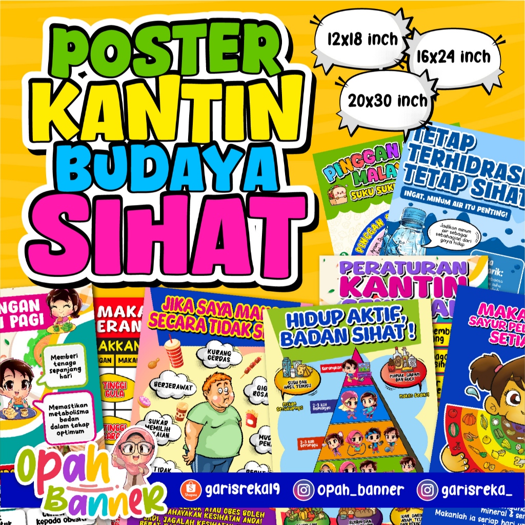 POSTER BUDAYA SIHAT. KANTIN SEKOLAH. POSTER KECERIAAN KANTIN. PIRAMID ...