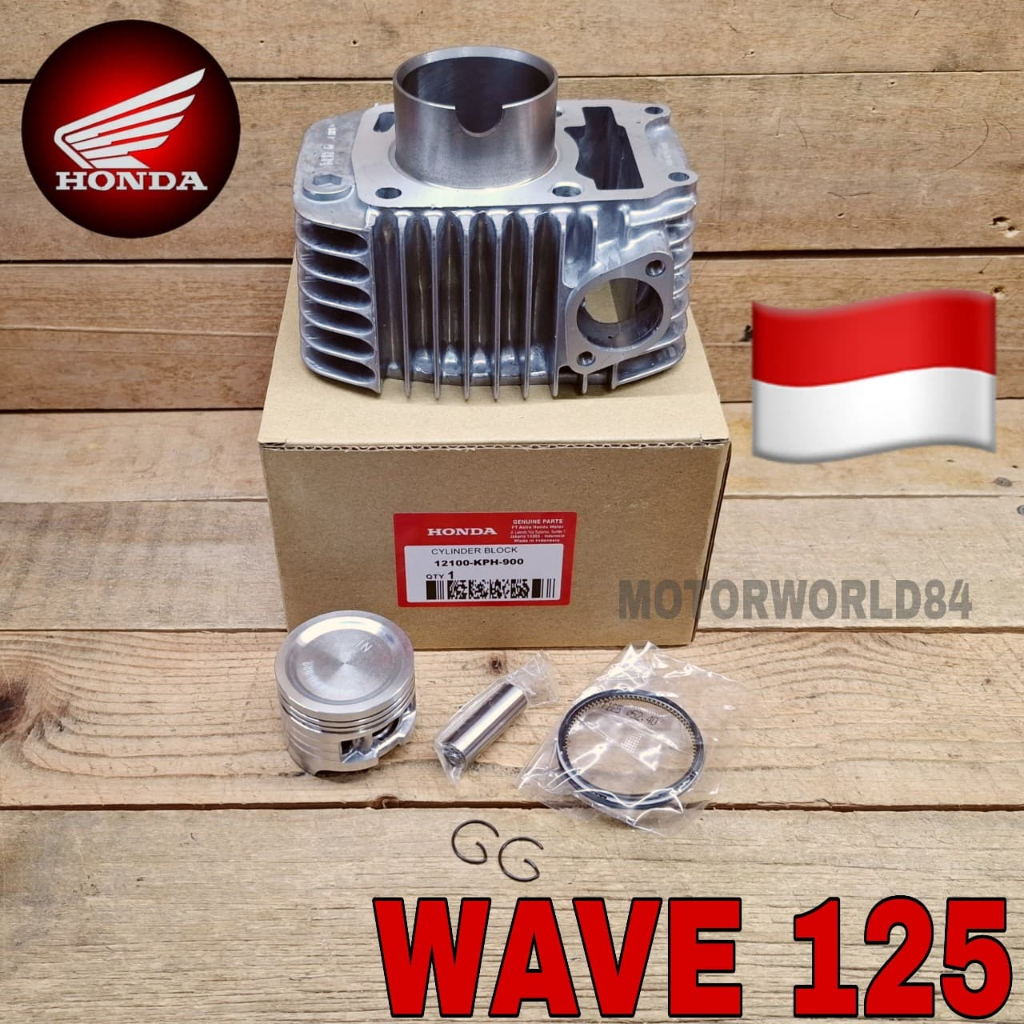 HONDA WAVE 125 BLOCK SET BEAT KIT SET CYLINDER PISTON & RINGS ORIGINAL ...
