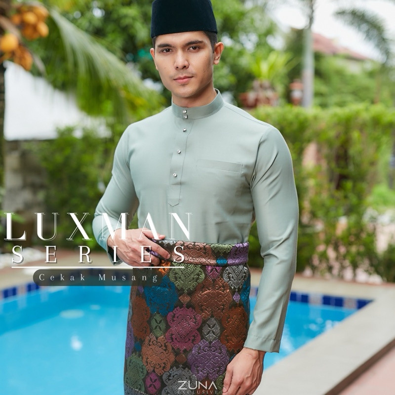 DUSTY GREEN | Baju Melayu LUXMAN Series (Cekak Musang) by Zuna Exclusive. Berzip sisi dan tangan ...