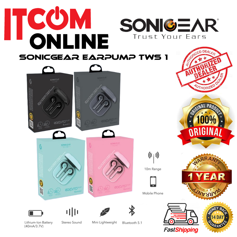 SONIC GEAR TWS-1 WIRELESS BLUETOOTH TRUE EARPUMP EARSET | Shopee Malaysia