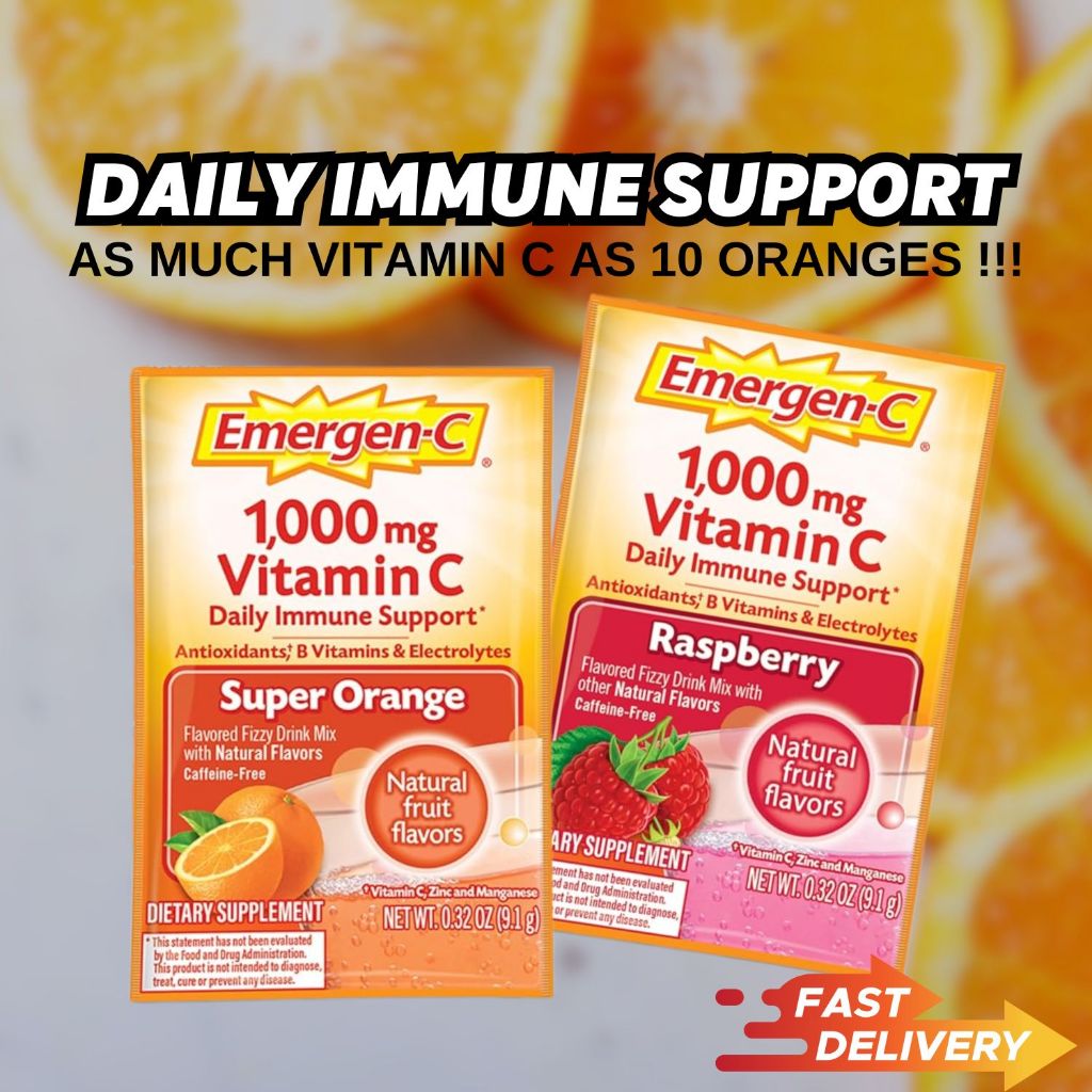 [1 PACKET] Emergen-C 1000mg Vitamin C Powder for Daily Immune Support ...