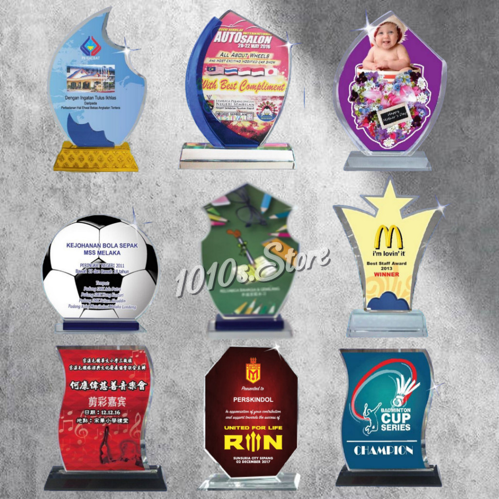 C02 Crystal Trophy Plaque Award/Anugerah Plak Piala Kristal/Cenderamata ...