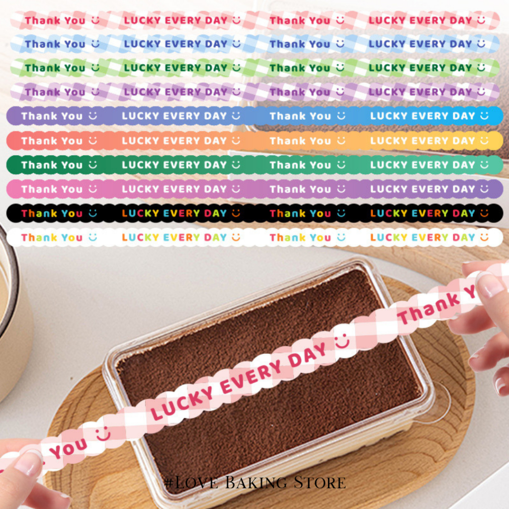 LBS • 100pcs sticker Long Sticker HANDMADE THANK YOU Long strip Cookies ...