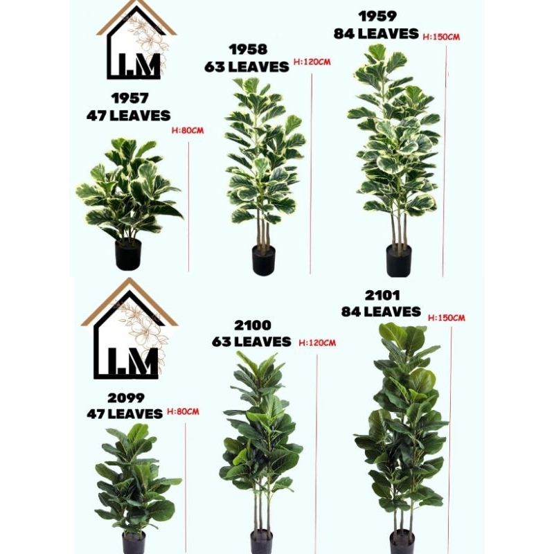 Pokok Ketapang Hiasan/Pokok Viral Fiddle Fig Artificial Plant /Fiddle ...