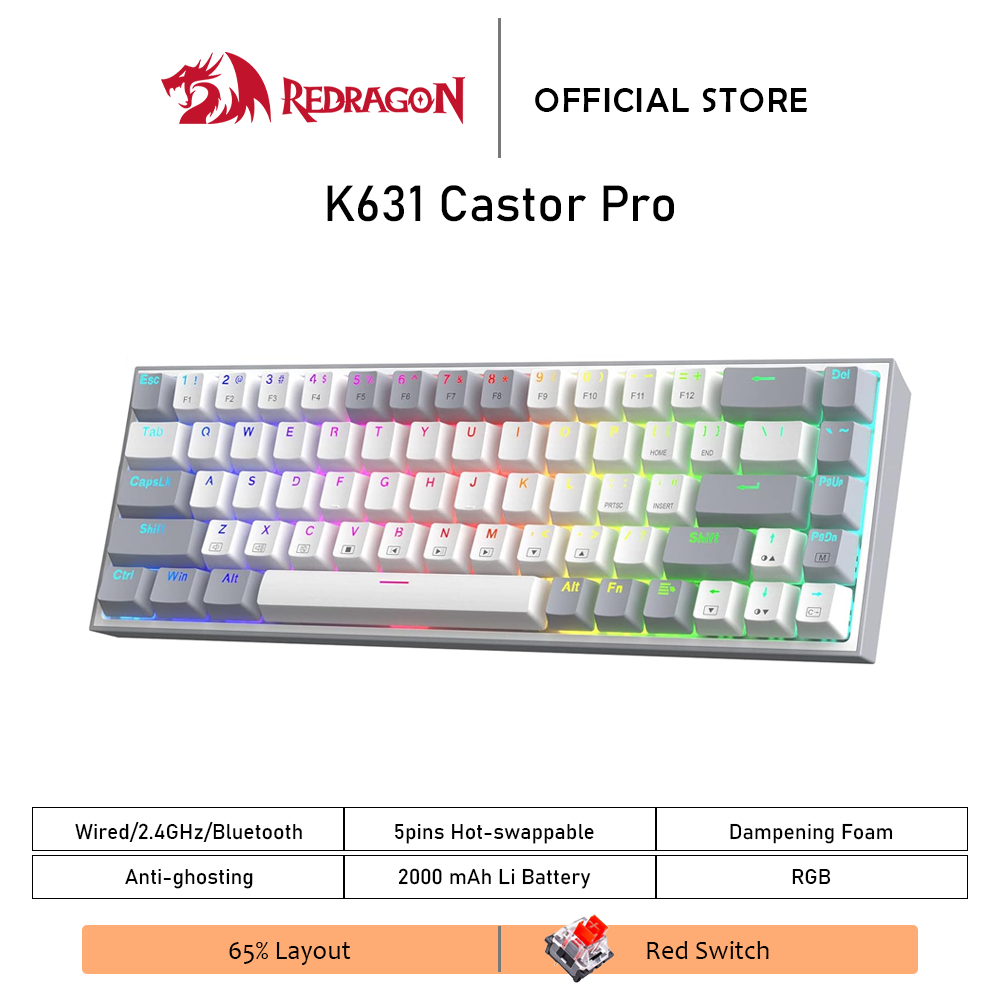 Redragon K631 Castor Pro Wireless Bluetooth RGB Creamy Compact Mechanical Keyboard | Shopee Malaysia
