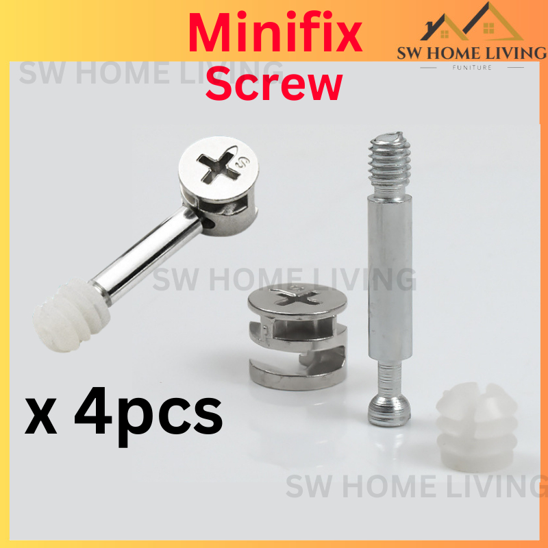 SW 3 in 1 Minifix Screw 4set Housing Bolt Nut Connector Part Screw ...