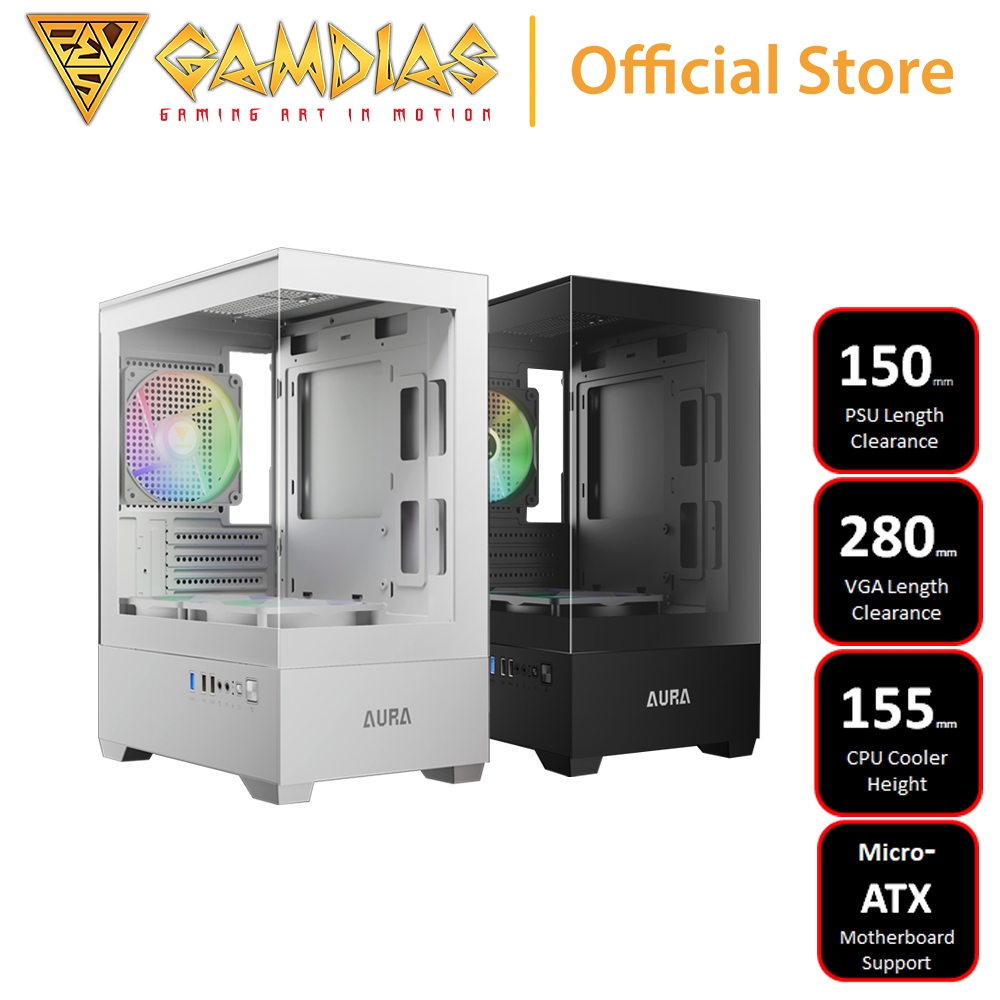 Gamdias AURA GC9M ARGB Micro-Tower PC Case Compact Tempered Glass ...