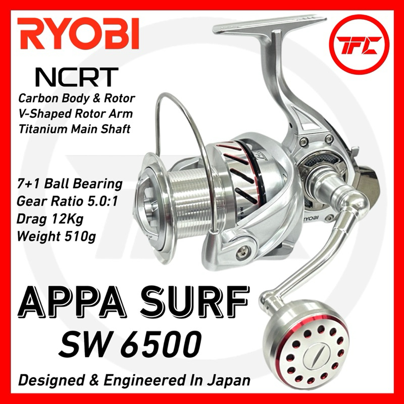RYOBI APPA SURF SW 6500 Spinning Reel Cast Surf Casting Pantai Fishing ...