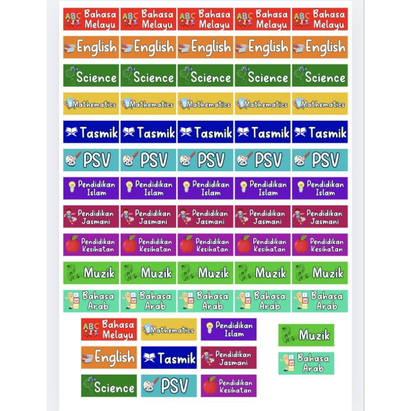 STICKER SUBJECT sekolah rendah | Shopee Malaysia