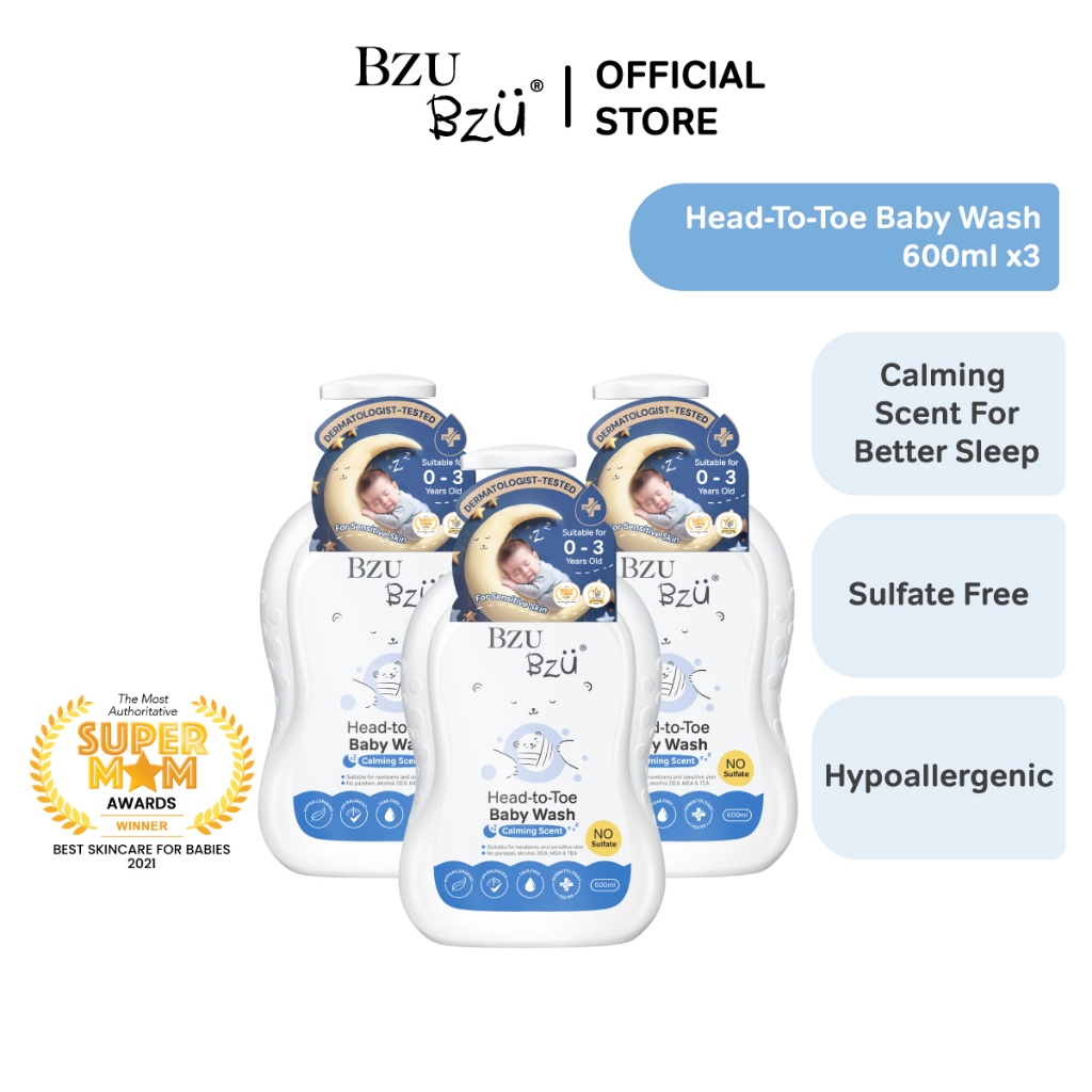 BZU BZU Head to Toe Baby Wash (600ml x 3) [Exp: Year 2027] | Shopee ...
