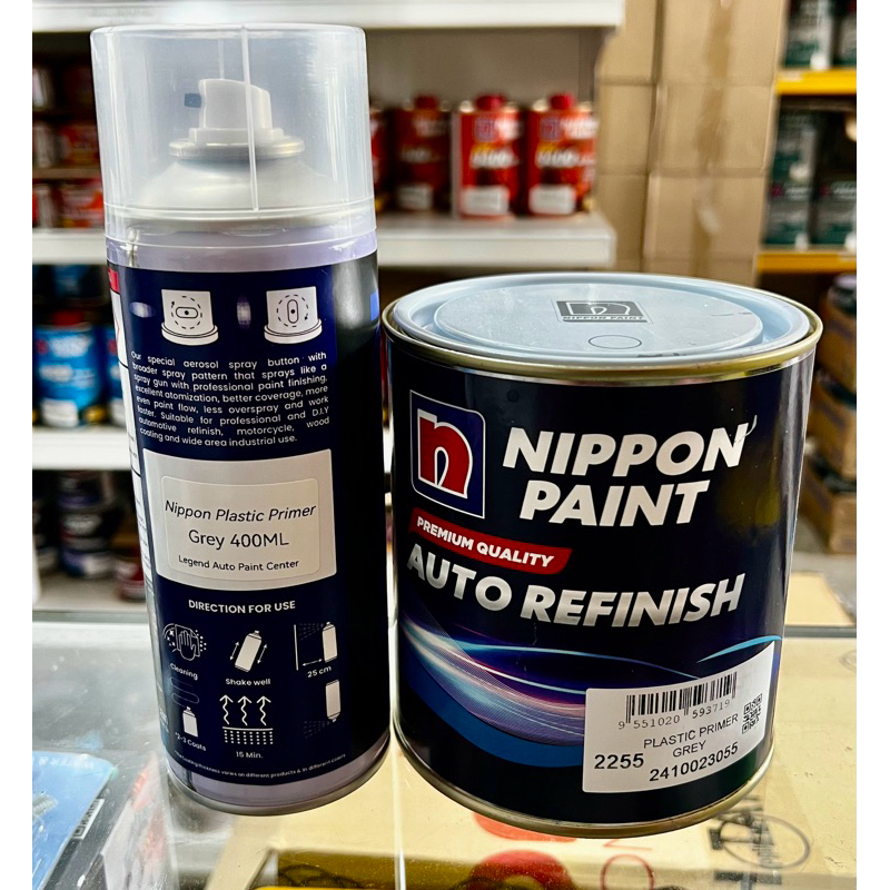 Nippon Plastic Primer Grey 1Litre/Aerosol Spray Tin 400 ML/Bumper ...