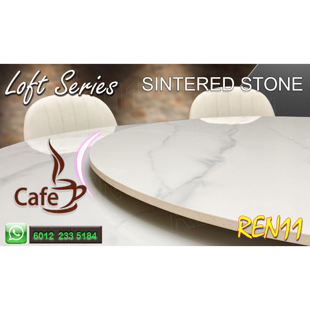 Round Table,Lazy Susan Sintered Stone Rotating Top Table Turn Top ...