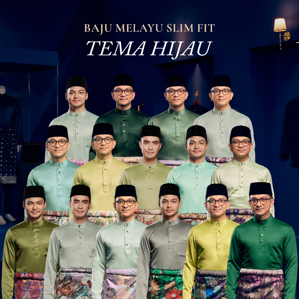 Tema Hijau - Baju Melayu Slim Fit Bulan Bintang X Kahf 2025 (NEW ...