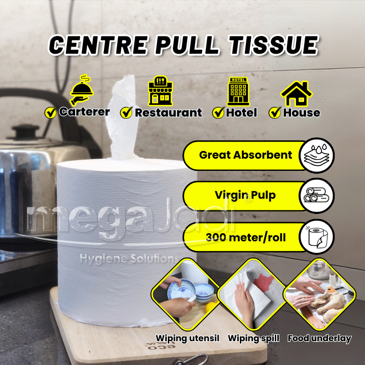 【300 meter】1 Ply Centre Pull Hand Towel Tissue Kitchen Paper Towel ...