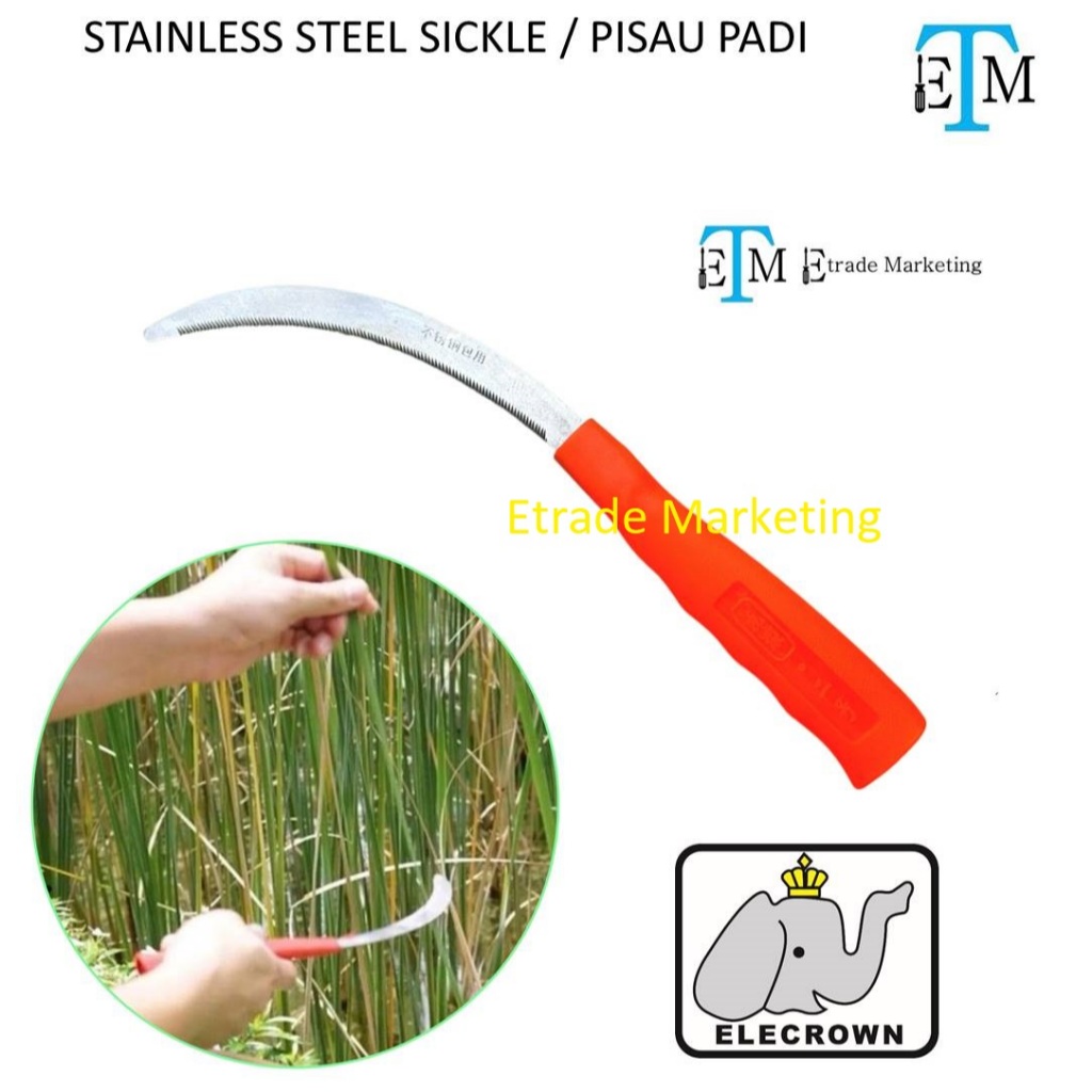 ELECROWN Stainless Steel Sickle Pisau Padi Sabit Kecil Pisau Rumput ...