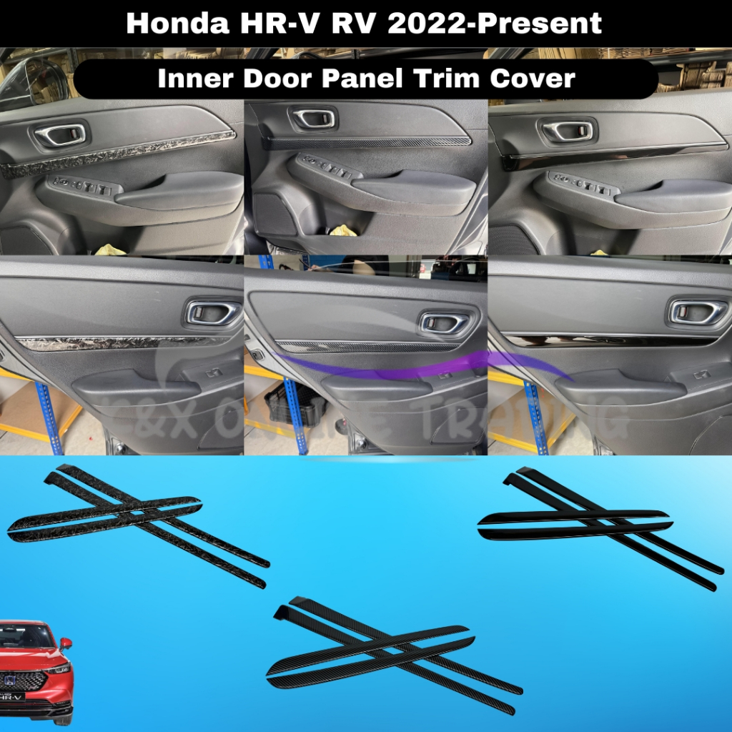Honda HRV HR-V RV 2022-2025+ Forged Carbon Trim/Glossy Black Inner Door ...