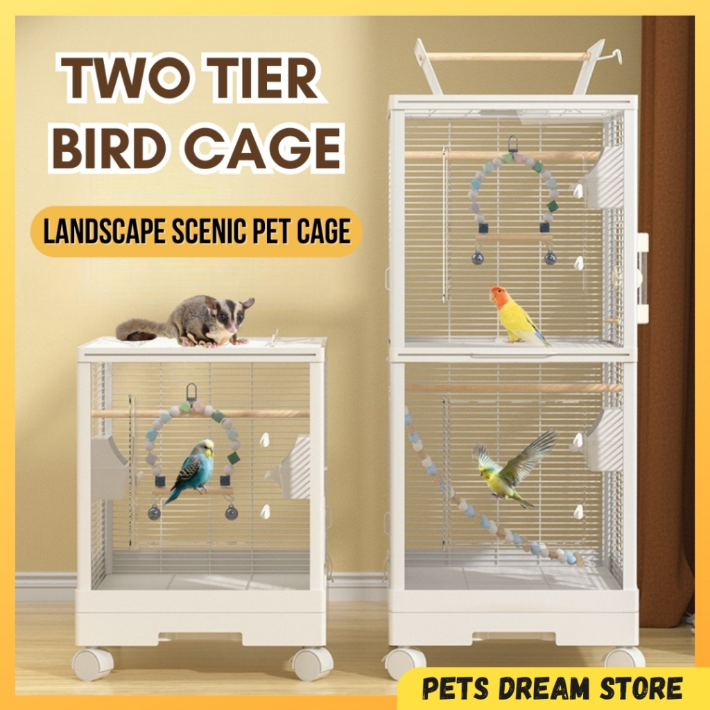 Two Tier Premium Parrot Cage Acrylic Door Sugar Glider Cage Bird Cage ...