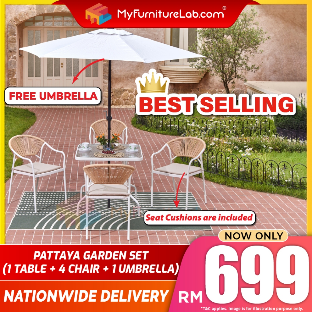 【READY STOCK】 𝐌𝐘𝐅𝐔𝐑𝐍𝐈𝐓𝐔𝐑𝐄𝐋𝐀𝐁®: PATTAYA Outdoor Furniture Garden Set 4 ...