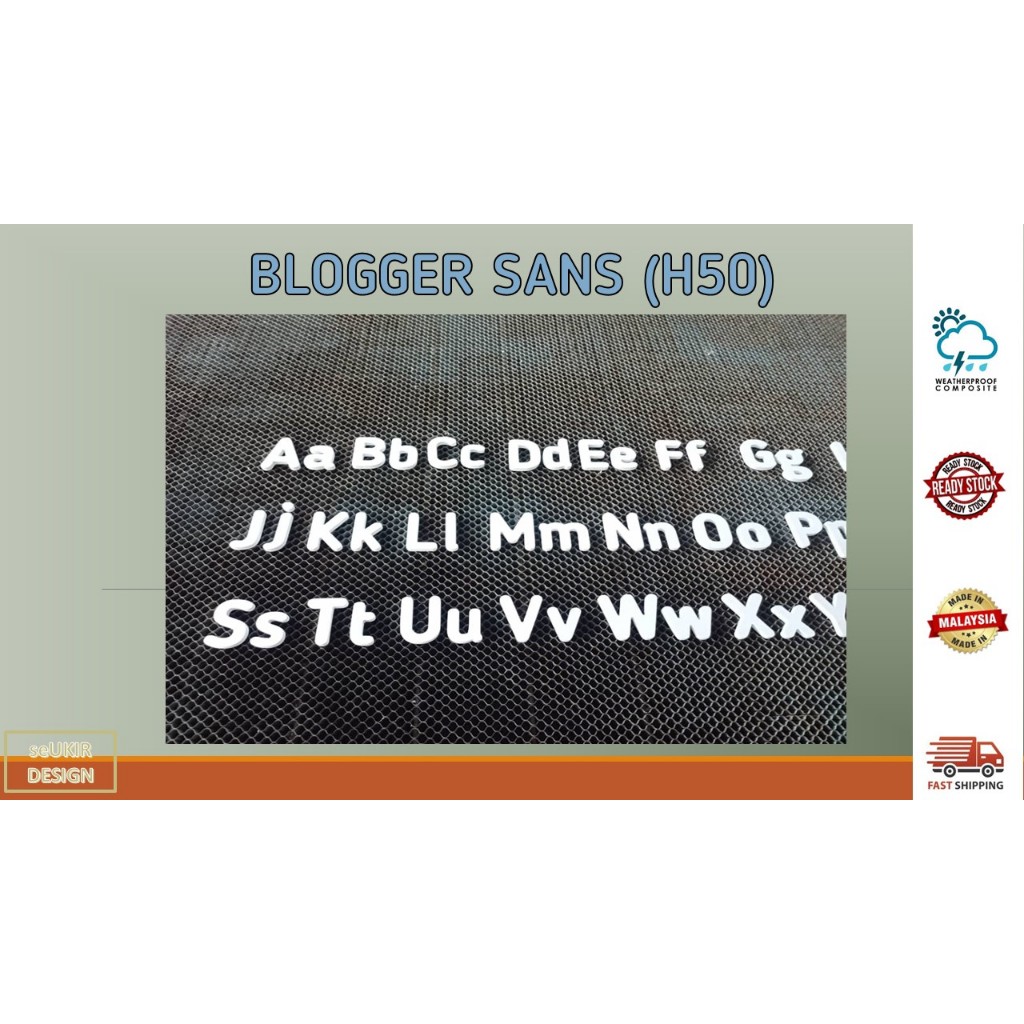 3D Alphabet Block Letters (BLOGGER SANS H50mm T6mm) Upper and Lower ...
