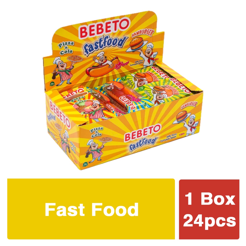 Bebeto Fast Food Gummies 1 Box - (Pack of 24) (Gula-gula Gula Bebeto ...