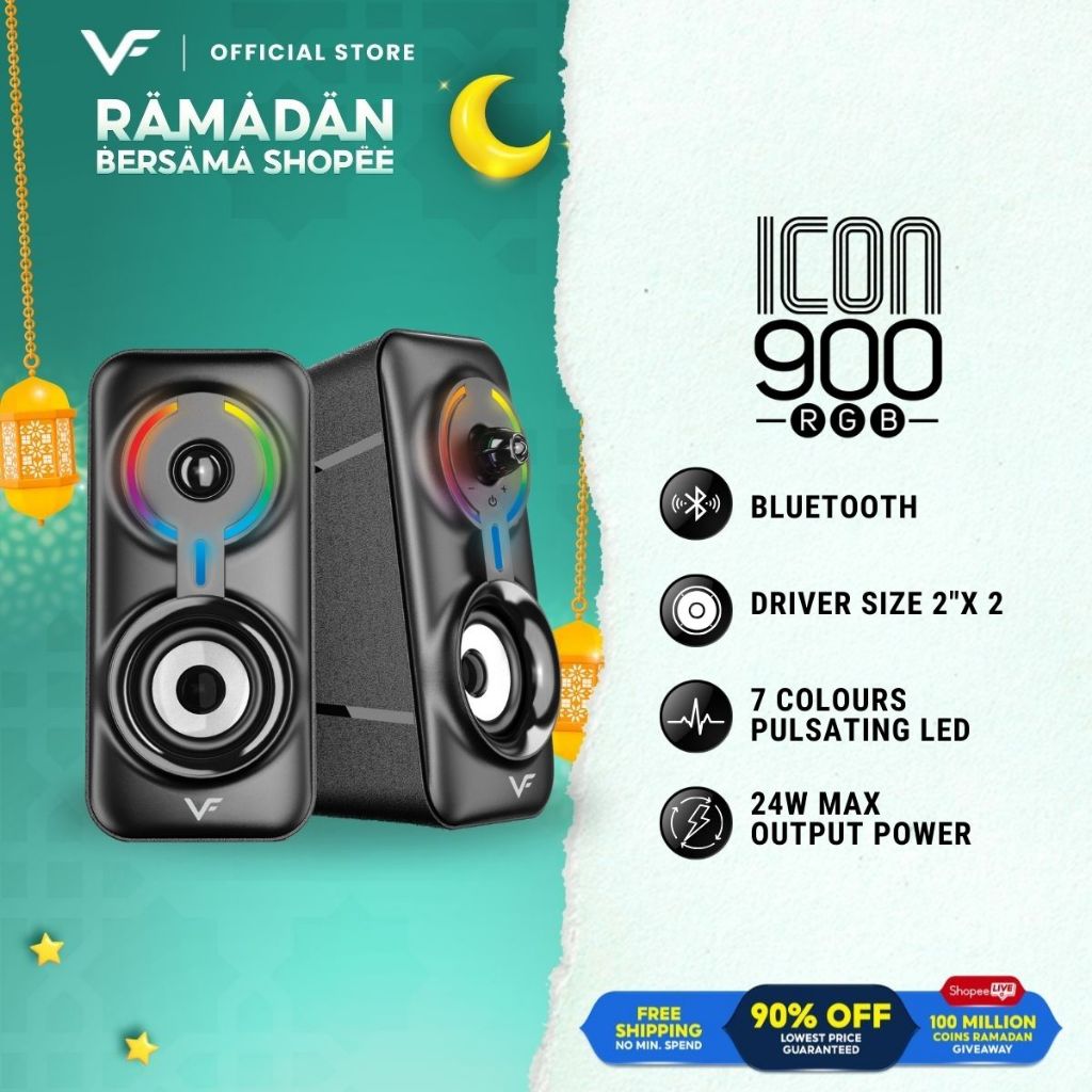 Vinnfier VF Icon 900 RGB Bluetooth USB Bluetooth Speaker 2.0 with 7 ...