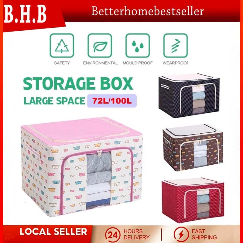 72L/100L Extra Large Foldable Storage Box - Perfect Organiser for ...