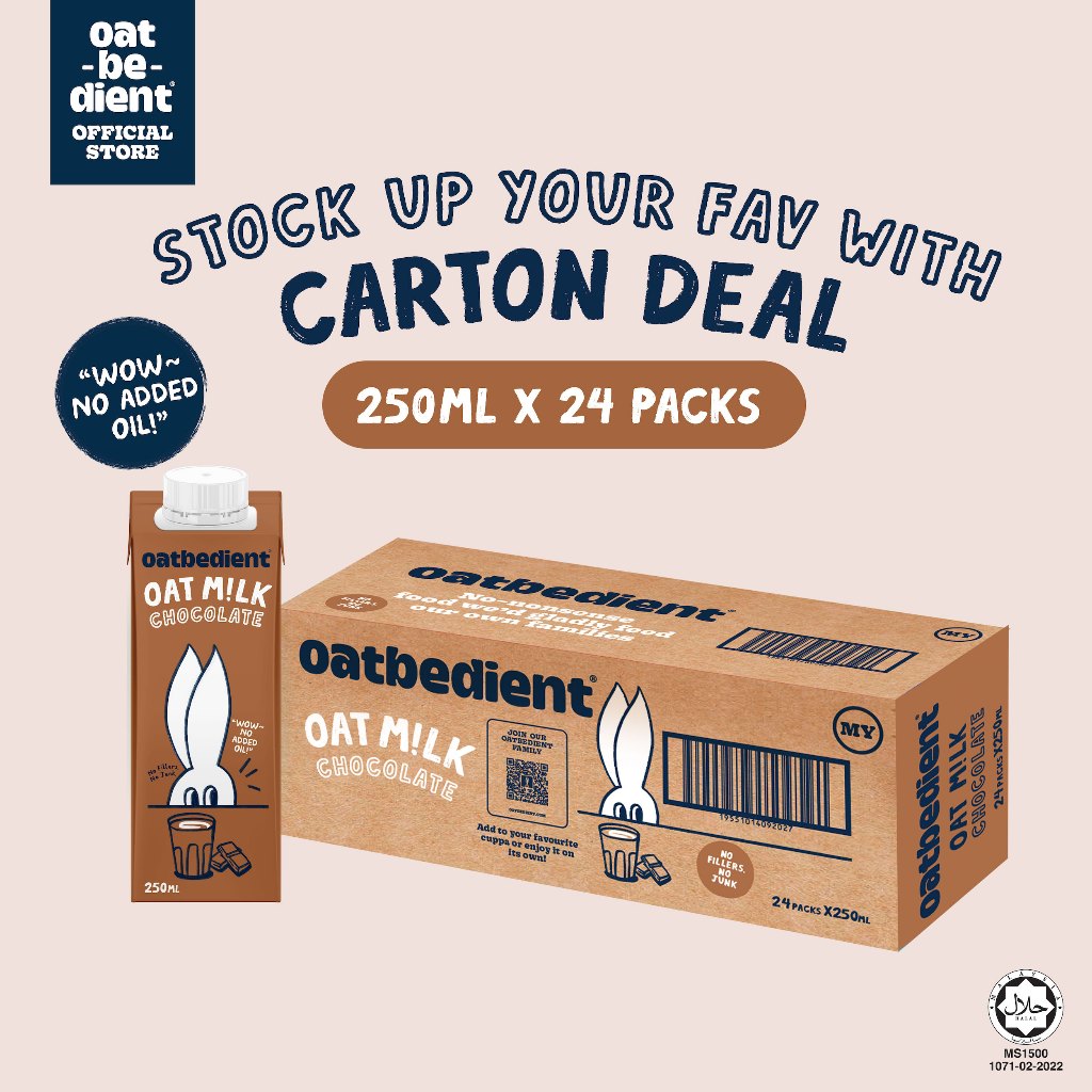 [Carton Deal] Oatbedient Oat M!lk Chocolate (250ml x 24 packs) FRESH ...