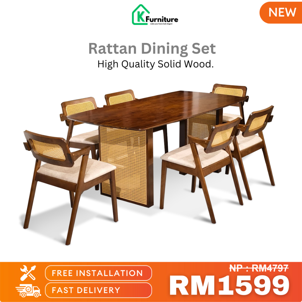 🔥New Dining set🔥 Kfurniture Malmo Dining Set Solid Wood / 4&6 Seater ...