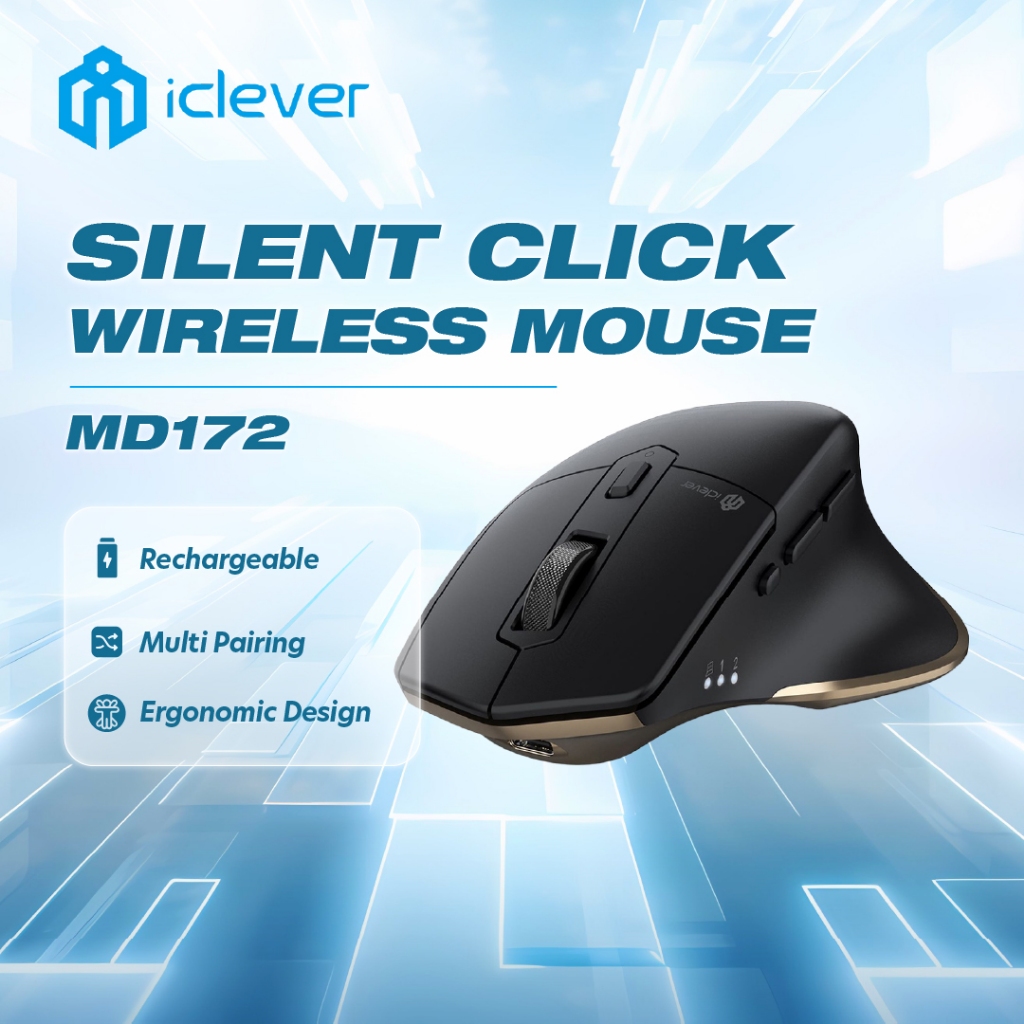 iClever MD172 Type C Rechargeable Wireless Mouse, Dual Mode, Bluetooth ...