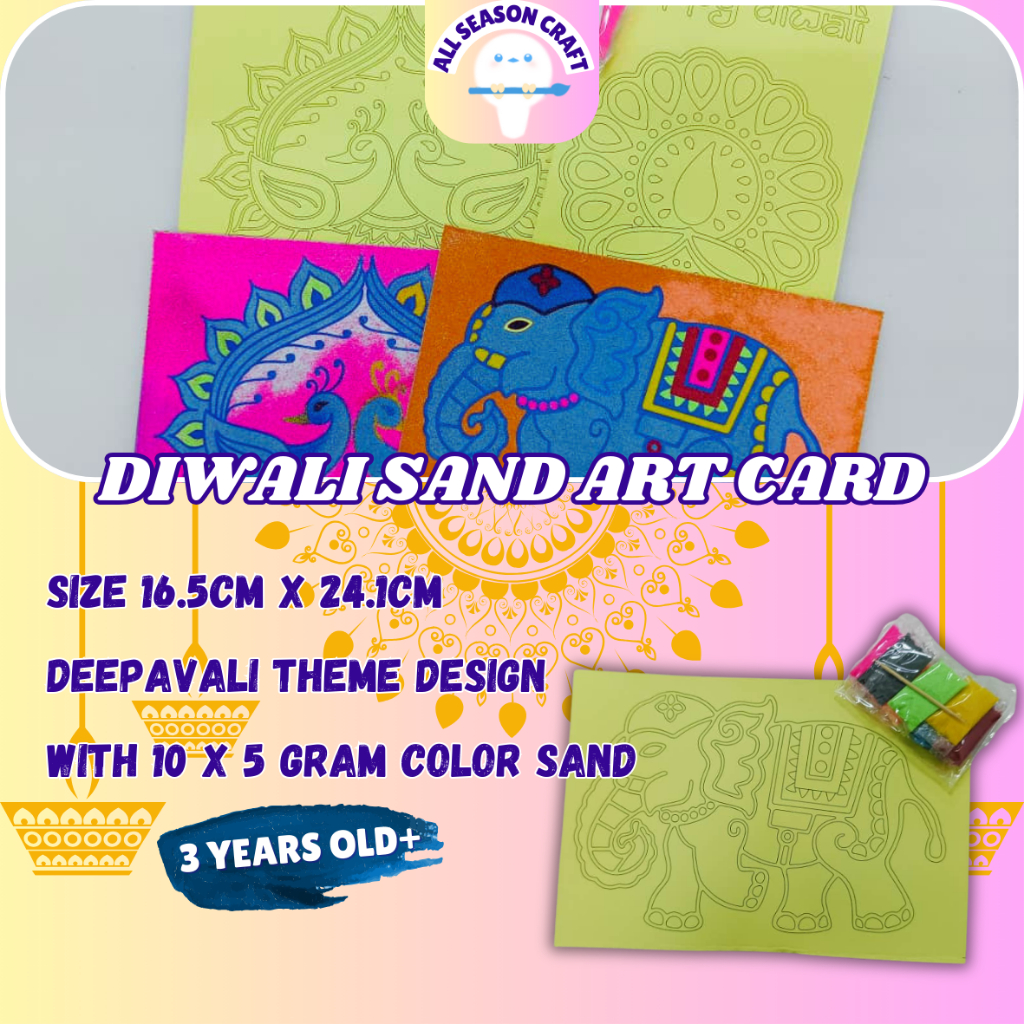 Deepavali Sand Art Card 16.5x24cm /Art Craft for Kids /Preschool ...