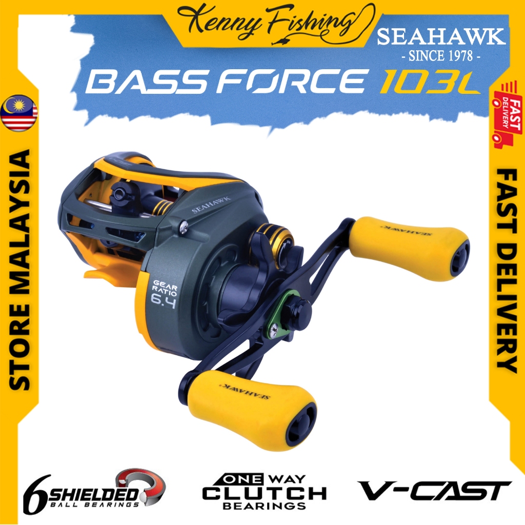 Seahawk Bass Force 103HSL Drag Clicker V-Cast Long Smooth Comfort BaitCasting Reel | Shopee Malaysia