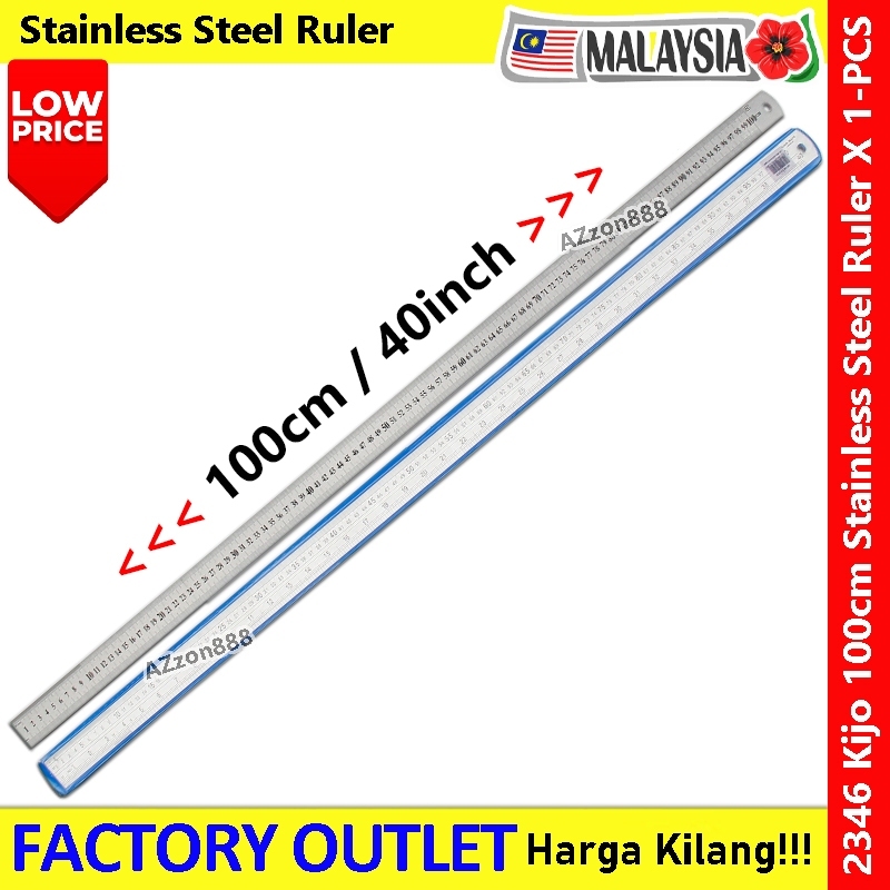 Kijo 100cm 1meter 40inch Stainless Steel Double Sided Ruler #Kijo # ...