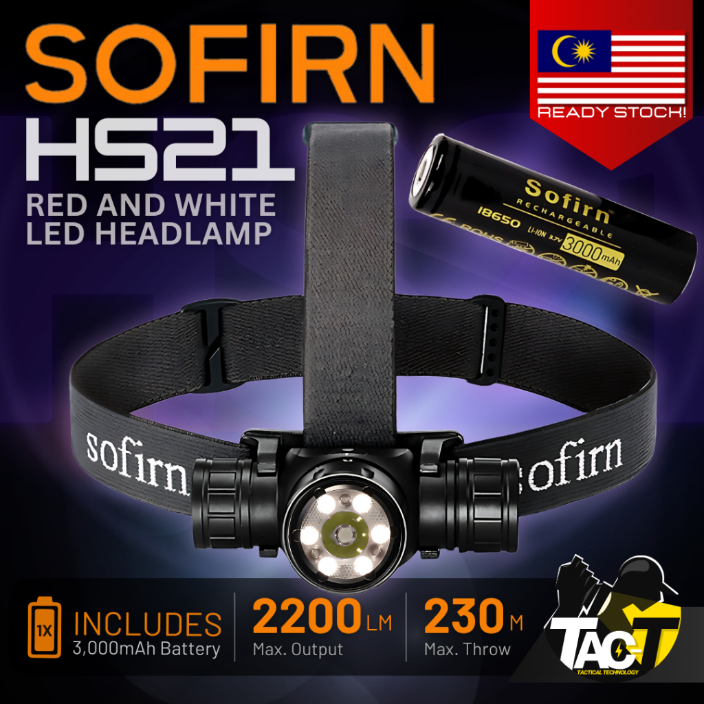 SOFIRN HS21 - 2200 Lumen LED Rechargeable Red and White Headlamp - ORIGINAL - Ready Stock in ...
