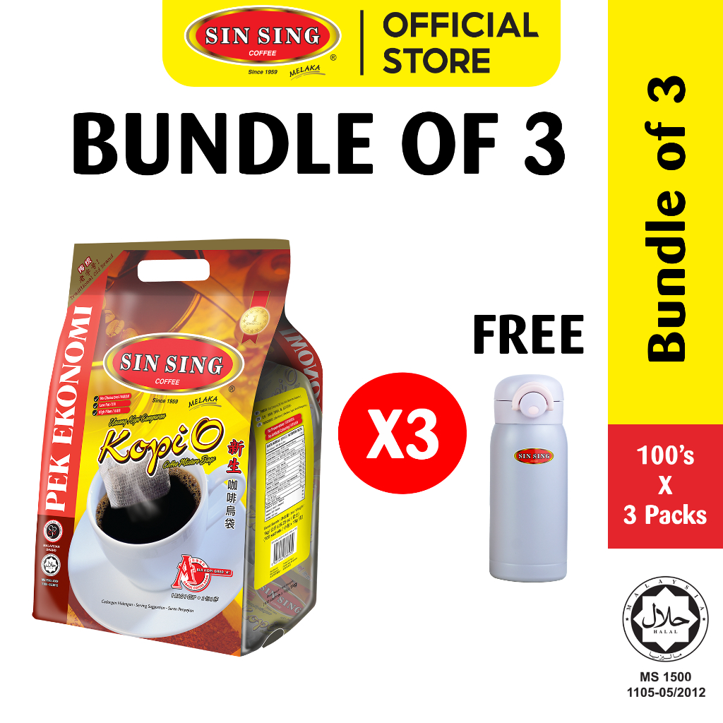 (3 Pek Promo) SIN SING Kopi O Coffee Mixture Bags | Uncang Kopi Campuran (100's x 10g) HALAL ...
