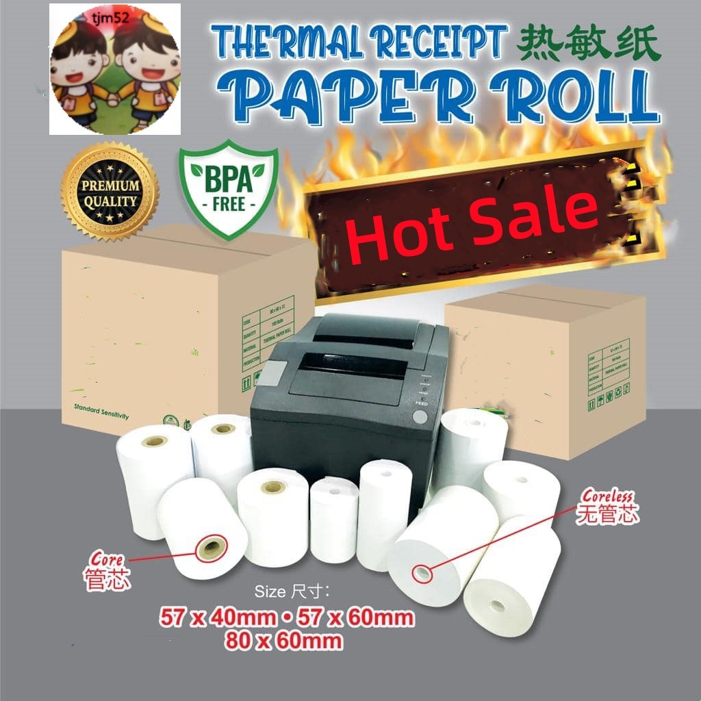 Premium Thermal Paper Rolls 57x40mm Thermal Receipt Paper Roll Pos ...