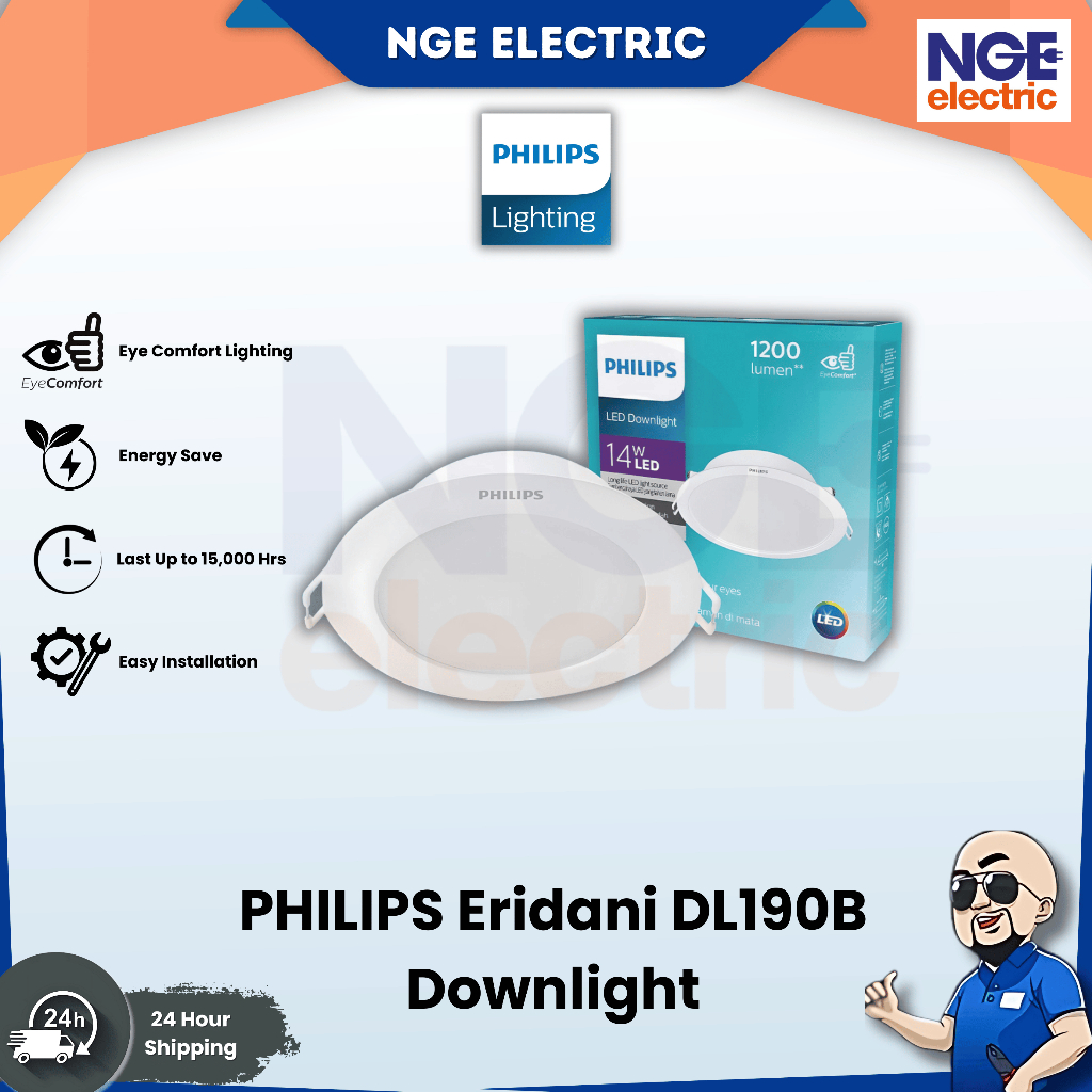 Philips LED Downlight 14W DL190B Round 6'' Recessed Down Light Daylight ...