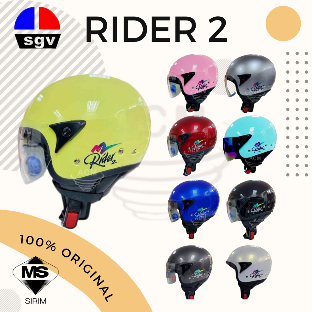 SGV Rider 2 Helmet 100% Original Rider 2 Design 2023 Topi Keledar Motor ...