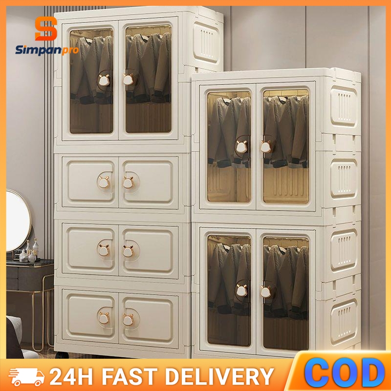 L64-75CM Multipurpose Moveable Stackable Foldable Storage Box olding 2 ...