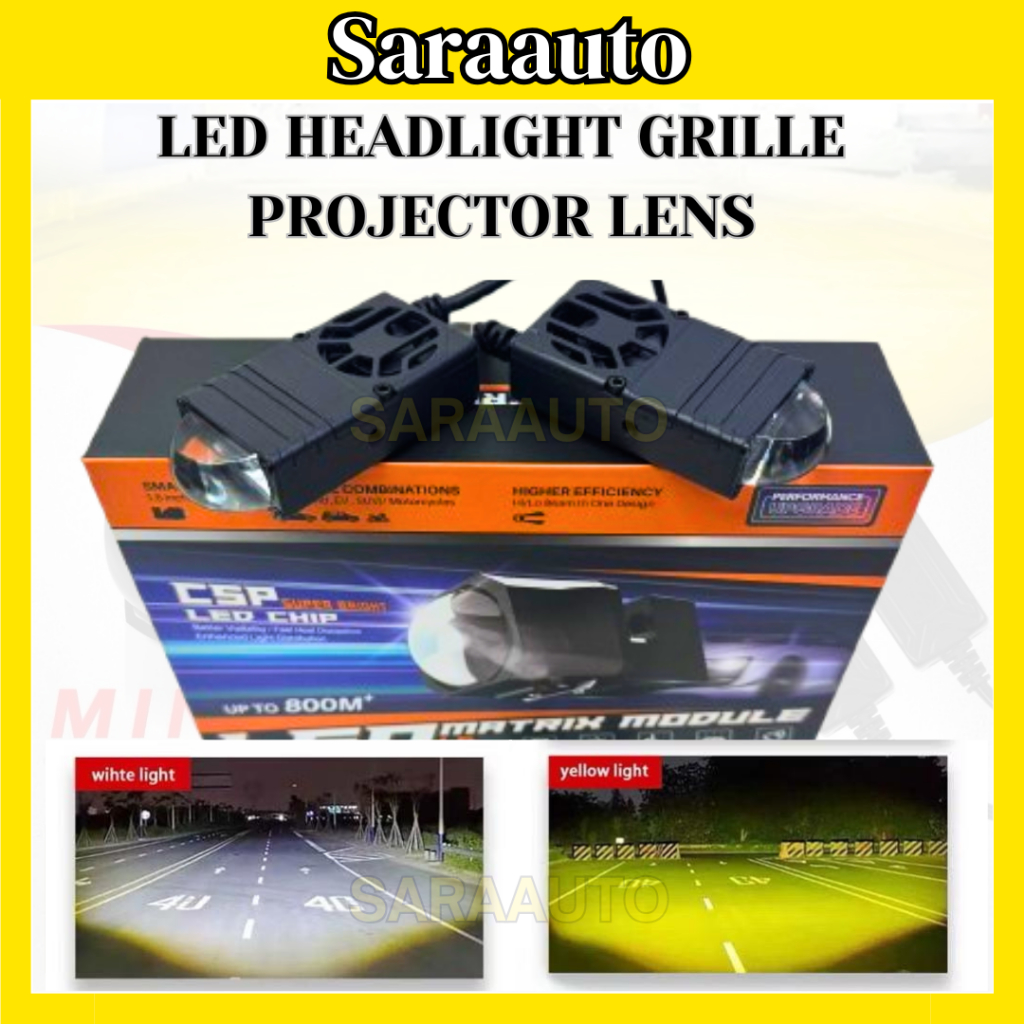 LED Headlight Grille Bumper Fog Lamps Projector Lens Matrix Headlamp ...