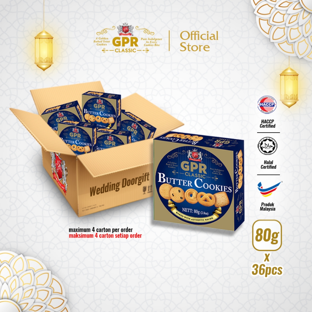 【Carton Deal】 GPR Classic Butter Cookies (80g x 36 box) - Wedding Doorgift【1 order maximum 4 ...