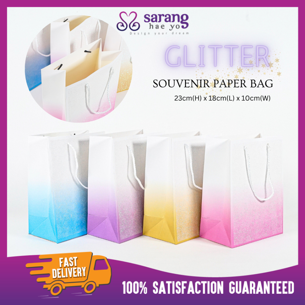 10pcs Glitter Souvenir Paper Bag Door Gift Beg Kertas Majlis Kahwin ...