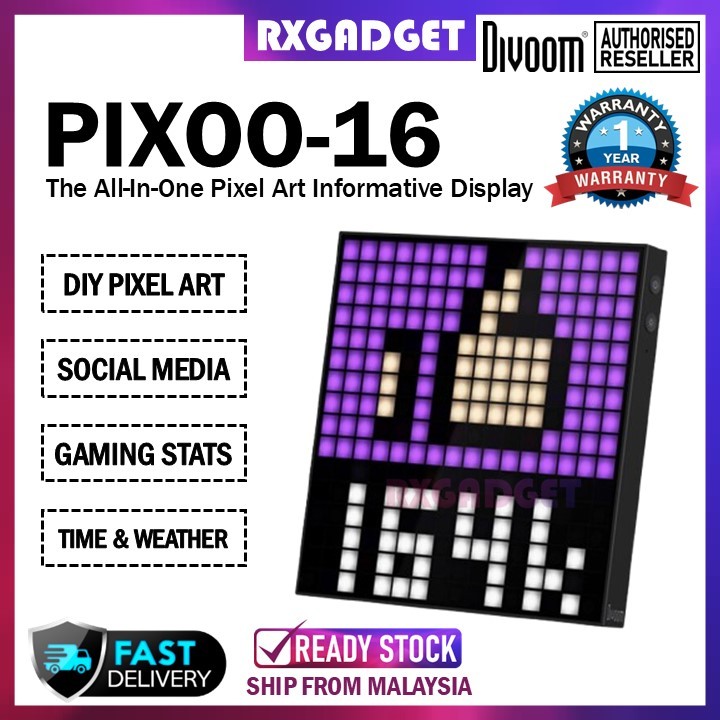 [DIVOOM] Pixoo-16 DIY Pixel Art Smart Programmable LED 16 Million ...