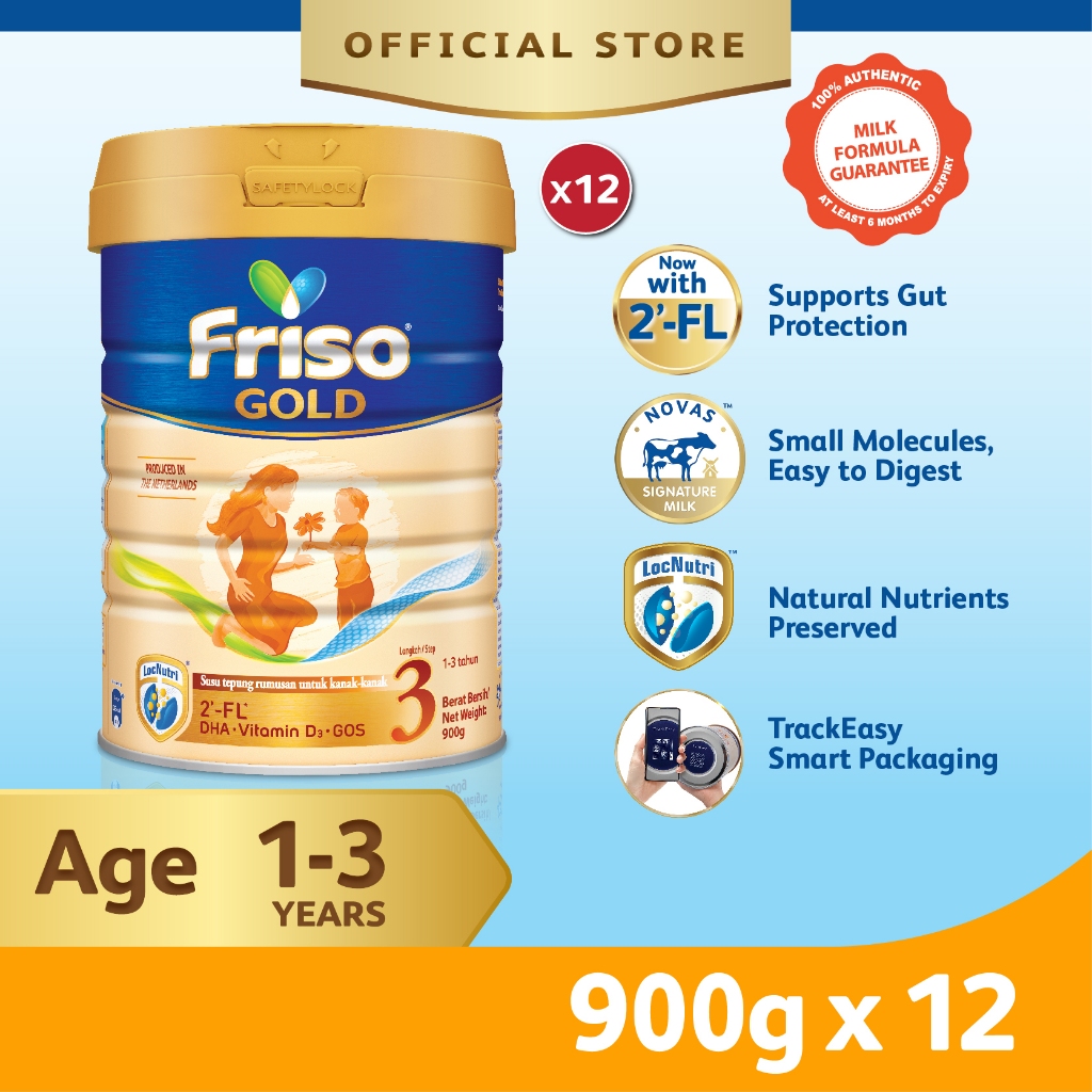 [3.3] Friso Gold Step 3 Milk Formula - 900g x 12 [FREE Ride On Robot Rolling Car] | Shopee Malaysia
