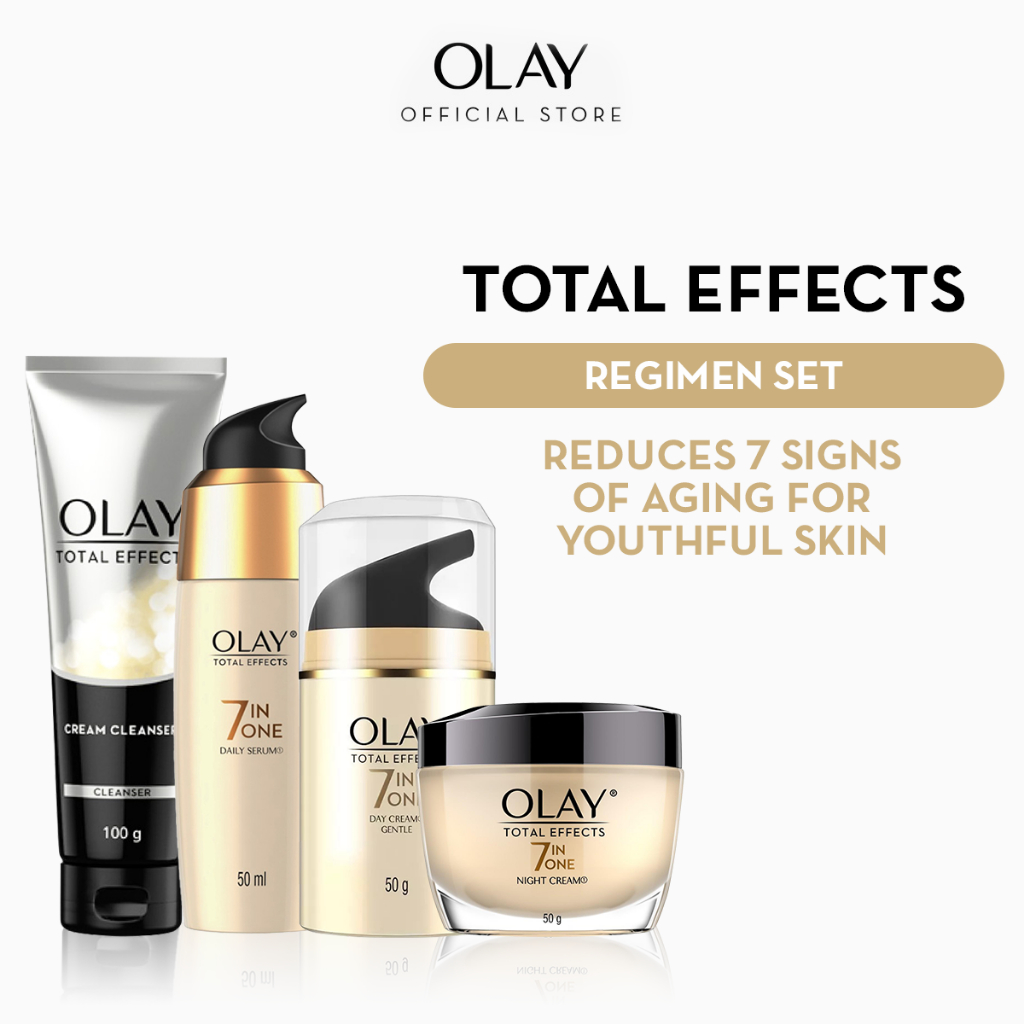 Olay Total Effects Full Regimen Bundle (Cleaner 100g + Serum 50ml + Day ...