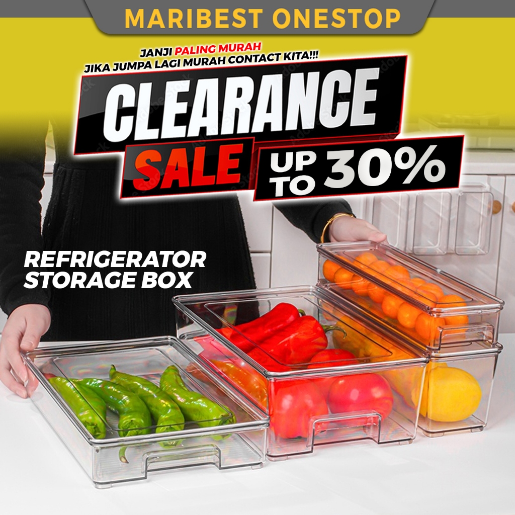 CLEARANCE Refrigerator Storage Box Transparent Organizer Storage Box ...